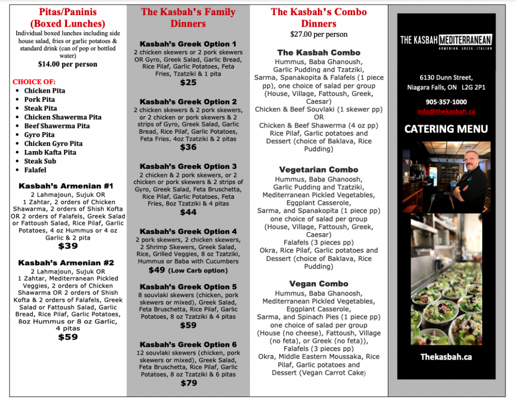 Catering - The Kasbah Mediterranean Restaurant and Bar